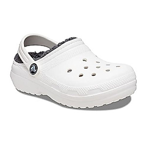 Crocs Classic Lined Clog | Kids' Slippers, White, 2 Little Kid