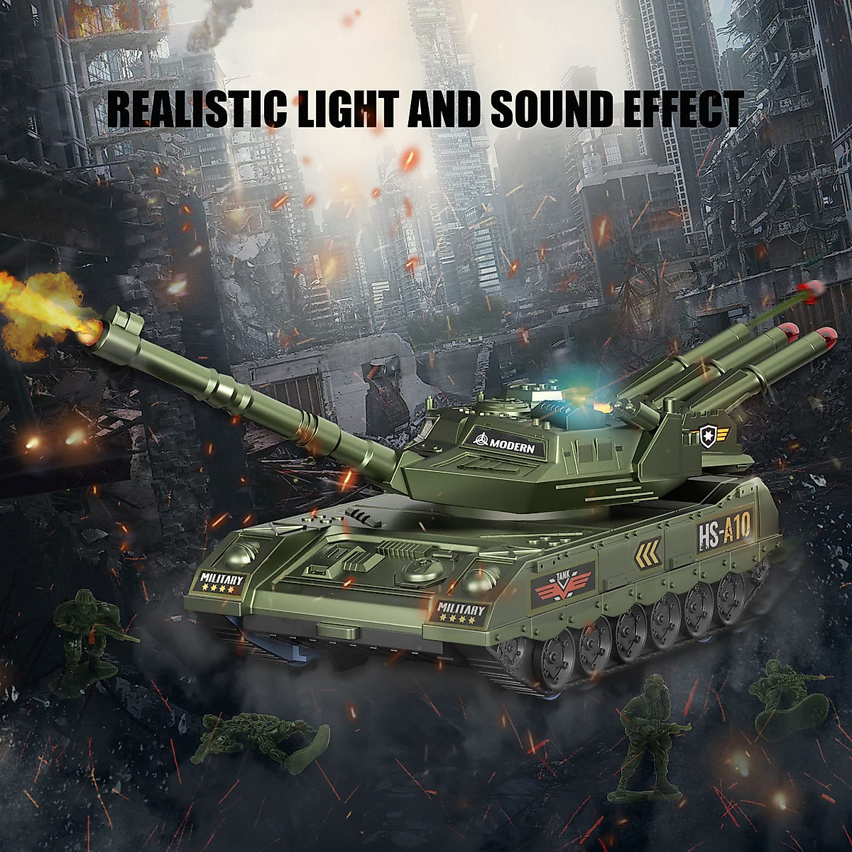 You And I Hooray Army Tank Toys for Boys 3 4 5 6 7 8 Years Old, Military Vehicles Play Set with 6 Mini Die-Cast Cars Helicopter & 10 Army Men Toy Soldiers, Gifts for Kids Age 3+