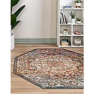 Unique Loom Isabella Collection Area Rug - Adjani (7' 10" Octagon, Multi/Beige)
