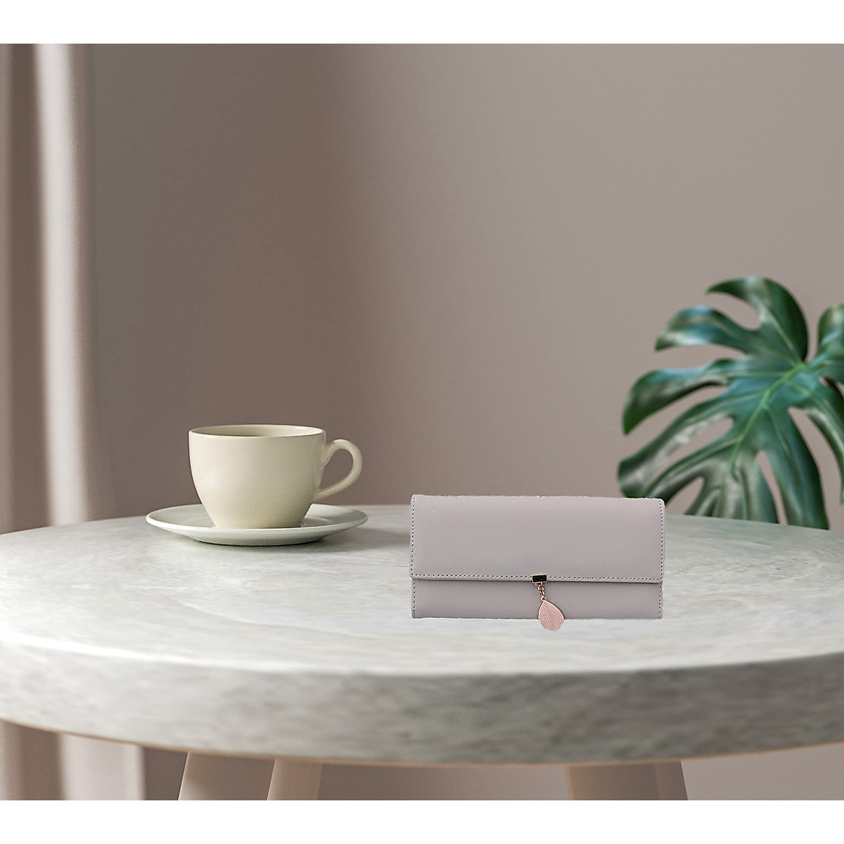 Wallet for Women，PU Leather Leaf Pendant Card Holder Phone Checkbook Organizer Zipper Coin Purse Mother's day best gifts from daughter