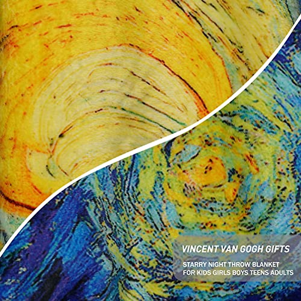 Van Gogh Fleece Blanket Art Throw Blanket for Kids Girls Boys Teens Adults, Super Soft Warm Lightweight Plush Flannel Blanket for Gifts Bedding,Sofa,Travel,Camping,Office (Starry Night, 80"L x 60"W)