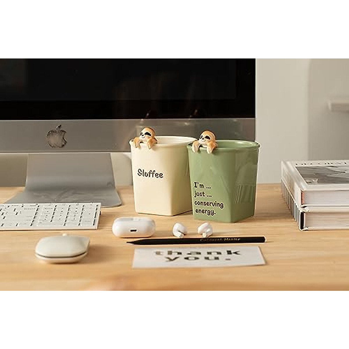 DIHOclub Ceramic Cup Funny 3D Sloth Mug Coffee Mug for Women and Men Gift for Best Friends and Coworkers (Cream-Sloth)