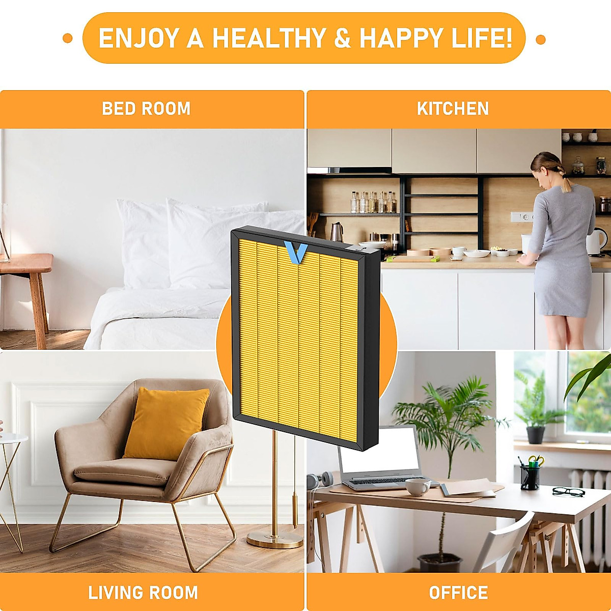 Vital 100S Pet Allergy Filter Replacement Compatible with LEVOIT Vital 100S Air Puri-fier, 3-in-1 True HEPA, Activated Carbon Filter, Vital 100S-RF-PA (LRF-V102-YUS) 2 Pack