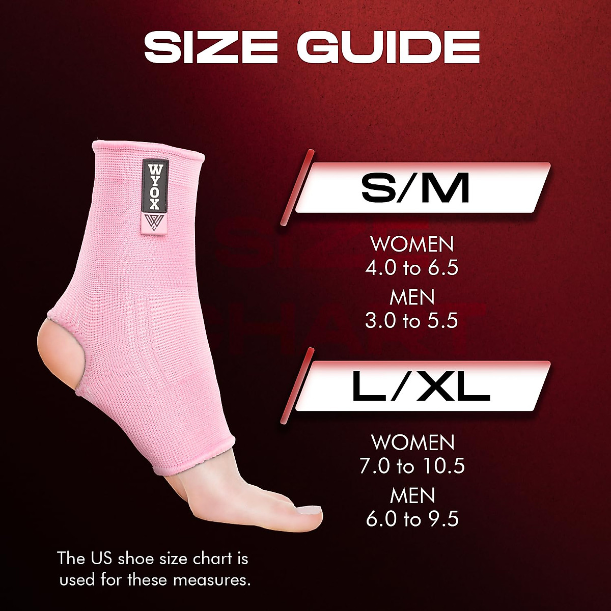 WYOX Ankle Wraps Support Boxing Gear for Men Women Muay Thai Ankle Support Kickboxing Wraps Gym Ankle Support (Pair) (Pink, L/XL (Women 7.0-10.5/ Men 6.0-9.5))