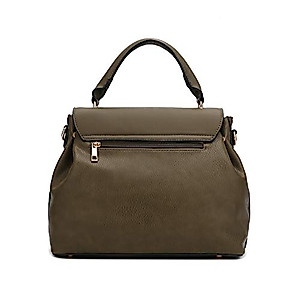 MKF Set Crossbody Satchel Bag for Women & Wristlet Wallet Purse – PU Leather Top Handle Tote – Shoulder Handbag Mustard