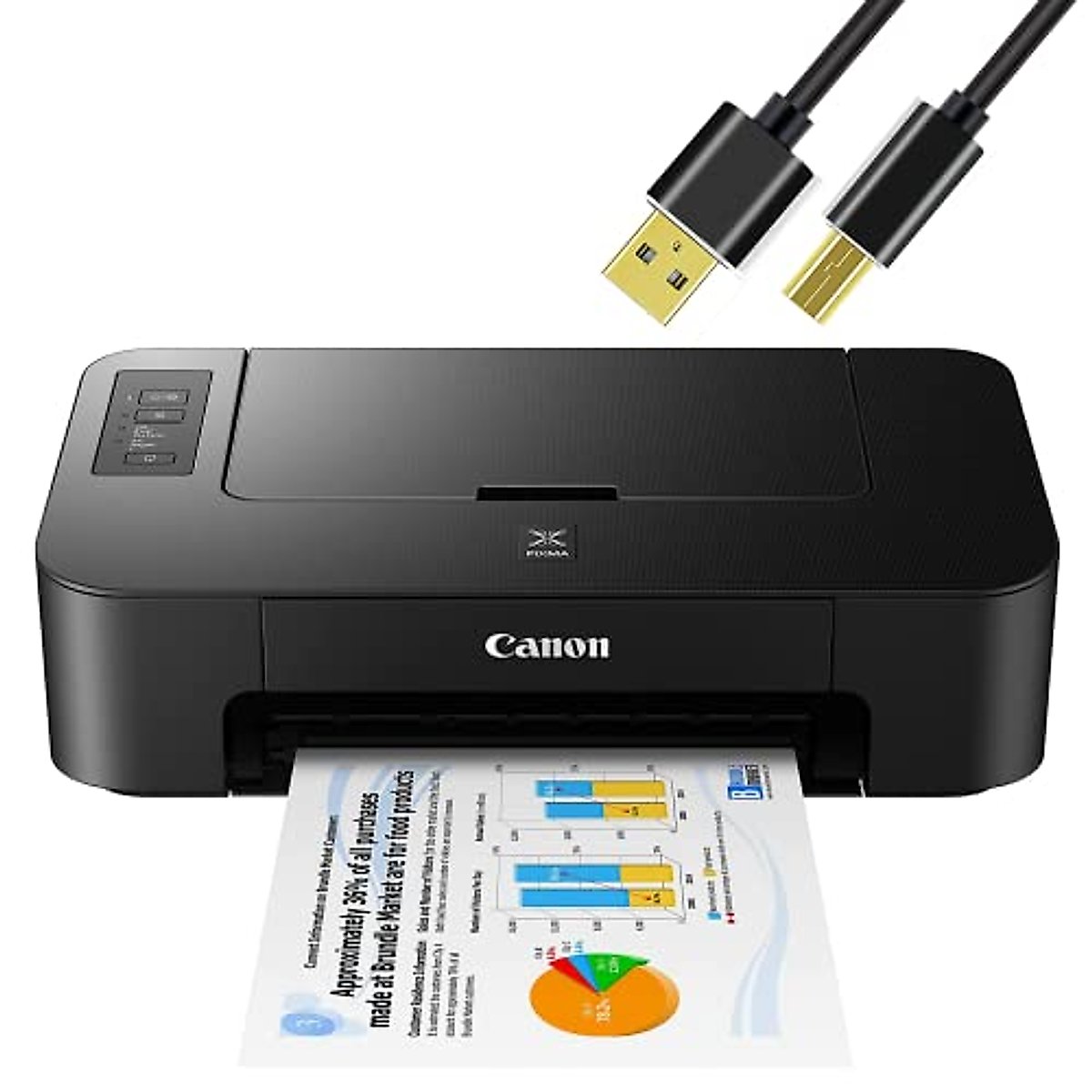 NEEGO Canon Pixma Inkjet Color Printer, High Resolution Fast Speed Printing Compact Size Easy Setup and Simple Connectivity Up to 4800x1200 DPI Color Resolution 6 ft Printer Cable - Black