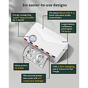 Memoking Thermal Mini Printer - 3" Photo Sticker Printer Machine with Tape 1Roll, M03AS Inkless Bluetooth Printer for Phone&Pad, HD 305DPI Mini Sticker Maker Machine Printer for Photo,Note,Memo Labels