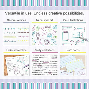 SUN-STAR Two Color Line Pen Twiink,C Set, Different 4 Colors Pattern Set, Water-Based Paint Pen, (Mint x Light Violet, Yellow x Mint, Red x Black, Orange x Yellow)