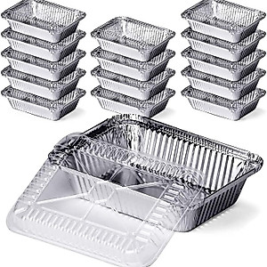Nicole Fantini 8.75" L x 6.12" W Disposable Oblong Pan with Dome Lids - 2.25 Lb Aluminum Foil Oblong Pans: 100% Recyclable : Perfect for Baking and Roasting : Set of 100