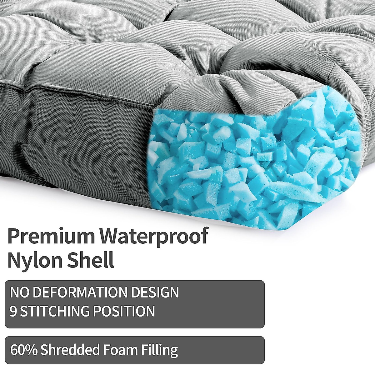 HOMBYS Waterproof Outdoor Chair Cushions, Patio Chair Cushions for Outdoor Furniture Shredded Memory Foam Filling, Floor Pillow for Adults, 22" x 22"Square Chair Pads, Soft and Durable