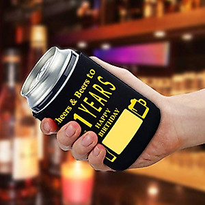 Yangmics Direct 21st Birthday Can Cooler Sleeves - 21st Birthday Party Supplies - Black and Gold Twenyt-first Birthday Cup Coolers-Pack of 12-Born in 2001