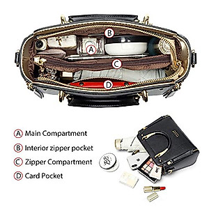 Handbags for Women, Genuine Leather Ladies Top-handle Bags with Adjustable Shoulder Strap Crossbody Bag, Real Cowhide Satchels, Messenger Tote Bags(Black)