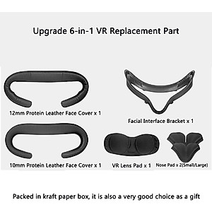 Upgrade Facial Interface Bracket & 2Pcs PU Leather Foam Face Cover Pad & Lens Cover Silicone Small & Large Anti-Leakage Nose Pad for Oculus Quest 2 Accessories Set 6 in 1