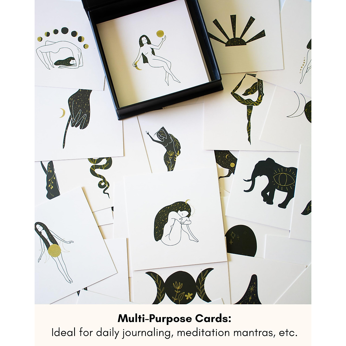 Lamare - Meditation and Mindfulness Cards I Self Reflection, Anxiety and Stress Relief Questions Kit & Accessories I 40 Question Prompts Cards I Self Care Box Gifts for Mom, Women, Birthday