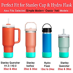 KTKUDY 2Pcs Silicone Boot for Stanley Quencher Tumbler H2.0 30 oz 40 oz & IceFlow 20 oz 30 oz & intended for Hydro Flask Water Bottle 12-24 oz - Protective Cup Bottom Accessories Fits Stanley Cup