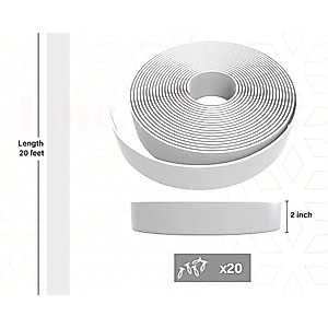 NickHouse 2" x20' ft Vinyl Outdoor Patio Lawn Furniture Repair Strap Strapping Matte Finish (White) + 20 Free Rivets!