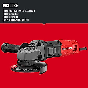 CRAFTSMAN Small Angle Grinder Tool 4-1/2 inch, 6 Amp, 12,000 RPM, Corded (CMEG100)