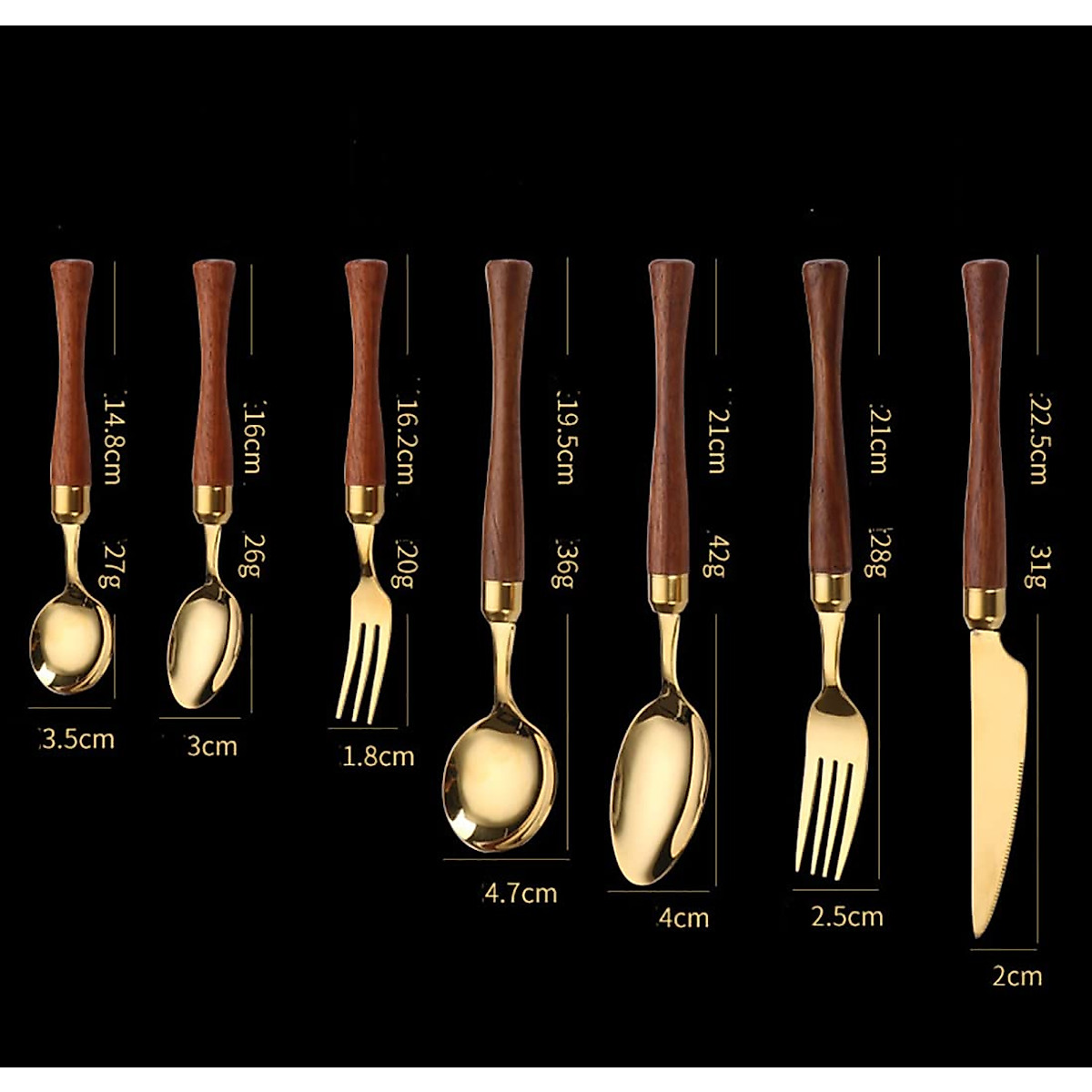 Wooden Silverware Set for 6 ，Retro 30 Pieces Stainless Steel Cutlery Flatware Cutlery Set for Gatherings Wedding Christmas Party Halloween Kitchen Mirror Polished - Pear Wooden Handle