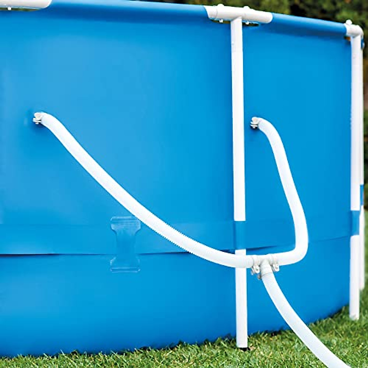 Intex Metal Frame 15' x 48" Round Above Ground Swimming Pool Set with Filter Pump, Ladder, and Cover with Maintenance Accessory Vacuum and Skimmer Kit