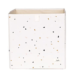 3 Sprouts Recycled Fabric Storage Cube Box Container Organizer - Cream Terrazzo