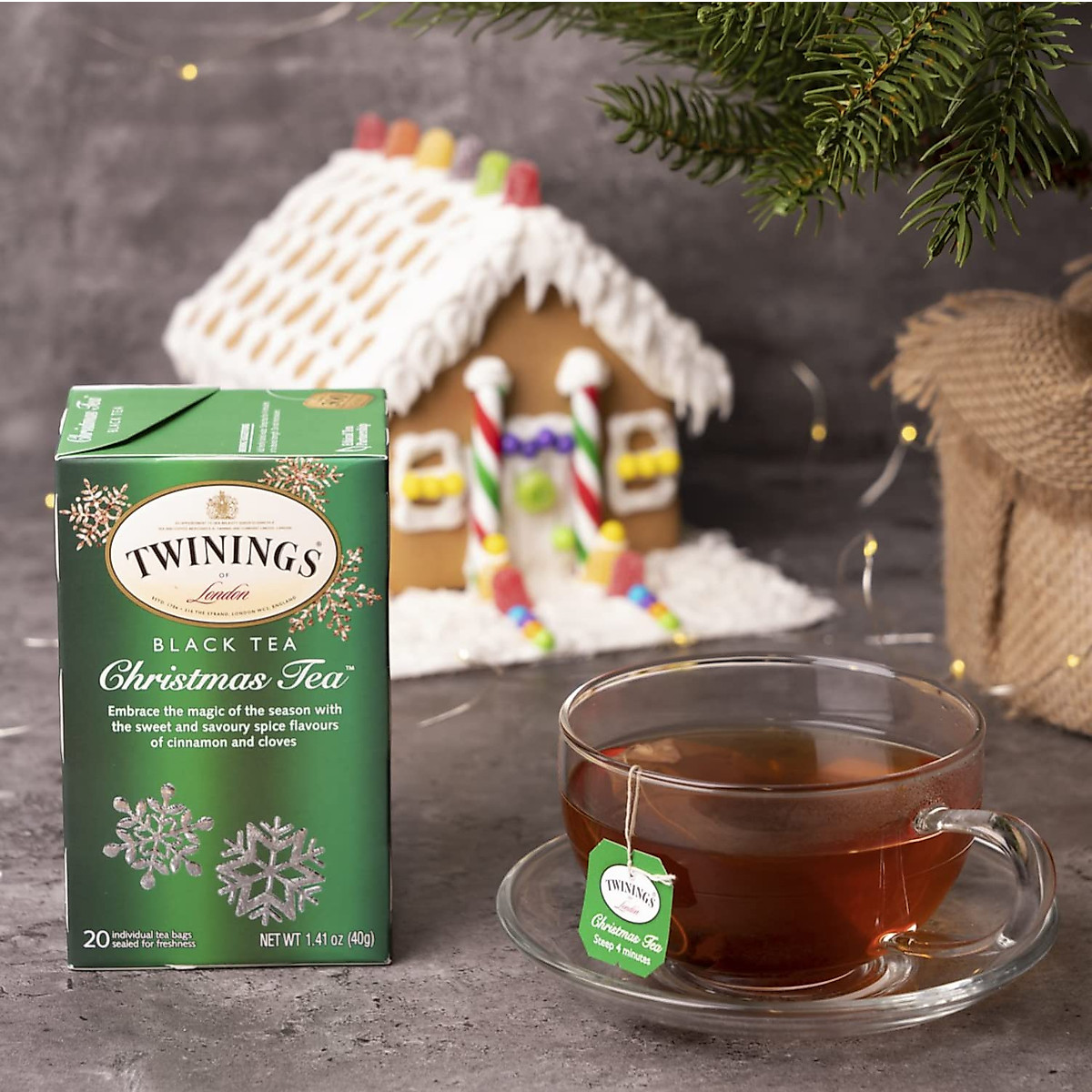Twinings Black & Herbal Tea Collection (48 Count) Four Seasonal Winter Flavors with By The Cup Honey Sticks