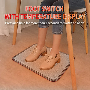 TISHIJIE Electric Heated Floor Mats - AC 110V Foot Heater, Heated Foot Warmer Mat Under Desk for Office and Home (Gray)