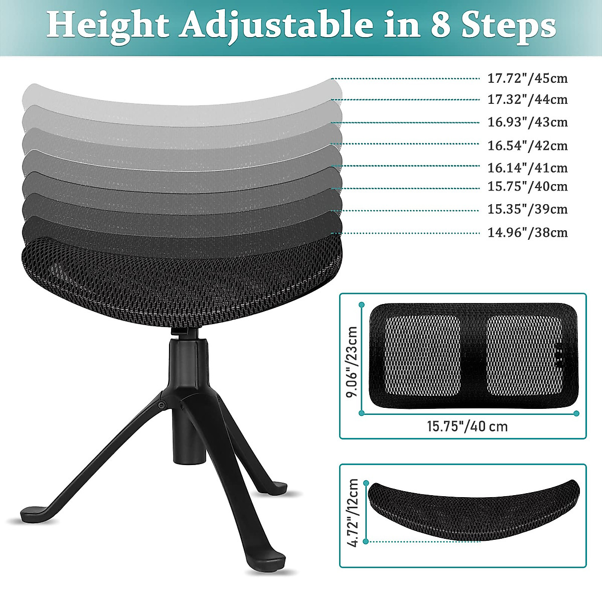 Lilithye Footrest for Desk Adjustable Height 2-in-1 Function Rotatable Ergonomic Under Desk Footrest Ottoman Stool Rolling Leg Rest for Home Office (Black)