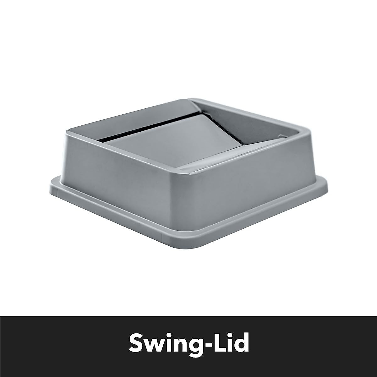 SunSierra Trash Cans 35 Gallon Square Garbage Can with Lid, Grey