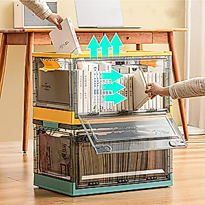 Taofwter 26L Collapsible Storage Bins with Lids for organizing, Stackable Clear Latch Storage Box with Handle, Folding Plastic Containers for Clothes, Toy, Books