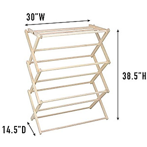 Pennsylvania Woodworks Premium American Maple Clothes Drying Rack - Handcrafted in Pennsylvania - Solid Wood Construction, Collapsible, Eco-Friendly Laundry Solution (Medium)