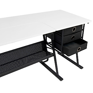 Sew Ready Eclipse Hobby Sewing Center Craft Table Sturdy Computer Desk with Drawers in Black/White, 13362