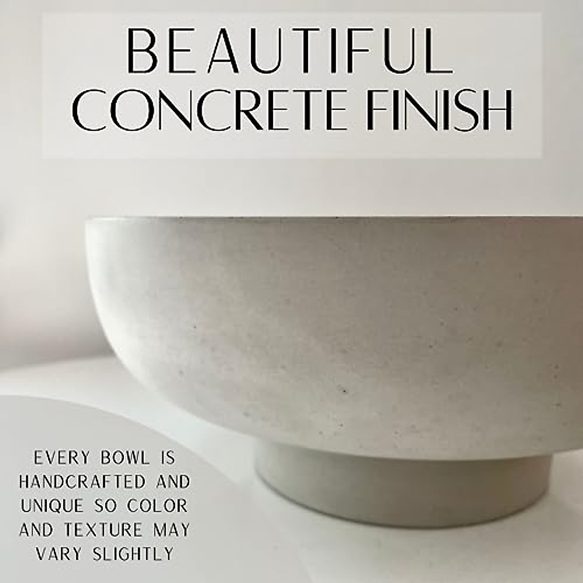 OAKOA Concrete Fruit Bowl for Kitchen Counter - Large Decorative Bowl for Home Decor - Modern Pedestal Bowl - Key Bowl for Entry Table - Footed Bowl - Entryway Bowl for Keys