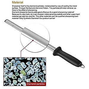 ARCCI Diamond Knife Sharpening Steel Rod 12 Inch, Professional Kitchen Diamond Knife Blade Sharpener Rod Stick, Knife Honer Steel for Honing Knife Blades, Chef Knives and Shears