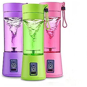 Portable Blender Smoothies Personal Blender Mini Shakes Juicer 380 ml Cup USB Rechargeable Cordless Shaker Bottle (Blue), 8x3 (Q2-6888)