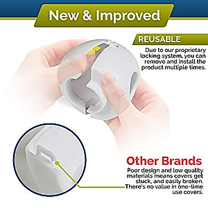 Child Safety Door Knob Cover (4 Pack) Hard-to-Remove Dual-Lock Door Handle Covers Locks for Kids - Reusable Baby Proof - Installs Easily, No Tools Needed