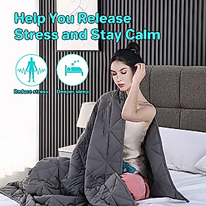 LOYIGA Weighted Blanket (10 lbs 47"x70" Twin Size), Adult Cooling Breathable Heavy Blankets with Glass Beads, Soft Throw Blanket for All Seasons (Dark Grey)