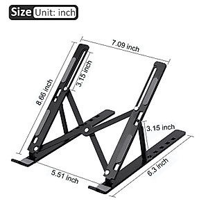 Uniwit 6 Levels Adjustable Laptop Notebook Stand Holder,Foldable Portable Aluminum Alloy Riser Laptop Holder, Ventilated and Lightweight Compatible for Macbook, Laptop, Notebook Computer,Tablet(Black)