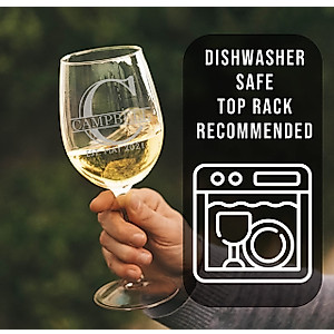 Personalized Mothers Day Etched 16oz Stemmed Wine Glass, Wine Gifts for Women, Customized Mum Birthday Gift, Custom Mom Engraved Gifts, Anniversary, Halpert Monogram