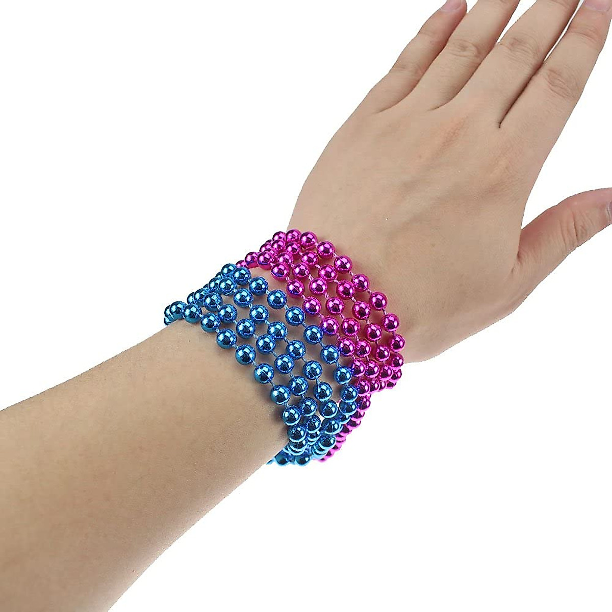 50 Pcs 6mm Baby Gender Reveal Beads for Baby Shower Announcement Party Supplies 33 Inch Baby Blue Hot Pink (6mm 50 pcs)