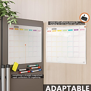 Dry Erase Calendar Kit- Magnetic Calendar for Refrigerator - Monthly Fridge Calendar Whiteboard with Extra-Thick Magnet Included Fine Point Marker & Eraser & Holes for Wall Hanging