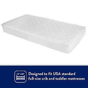 Kolcraft Fitted Waterproof Baby Crib Mattress Protector, Crib Mattress Topper, Crib Mattress Pad, Toddler Bed Mattress Protector, Machine Washable/Dryer Friendly, 52” x 28”- White
