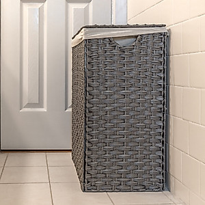 Synthetic Wicker Laundry Hamper Basket With Lid and Liner by Blue Ridge Basket Company (Gray)