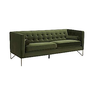 Amazon Brand – Rivet Brooke Contemporary Mid-Century Modern Tufted Velvet Sofa Couch, 82"W, Emerald