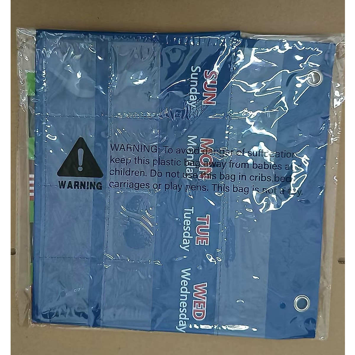 Blue Calendar Pocket Chart with 76 Cards,(68 Illustrated Activity Cards, 8 Dry Erasable Flash Cards and 3 Hooks)