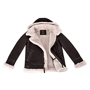 Men's Aviator RAF Classic B3 Sheepskin Bomber Flying Real Leather Jacket 116117 (XL, Brown/Beige)