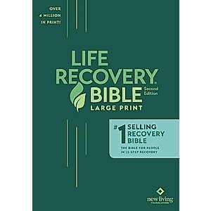 Tyndale NLT Life Recovery Bible (Large Print, Softcover) 2nd Edition - Addiction Bible Tied to 12 Steps of Recovery for Help with Drugs, Alcohol, Personal Struggles - With Meeting Guide