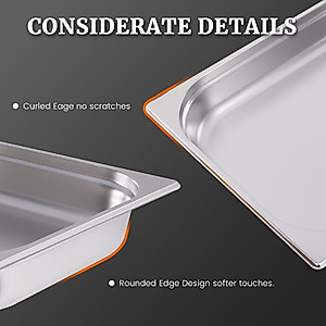 Hakka 1/3 Size Hotel Pans 2.5inch Deep Stainless Steel Small Steam Table Pans 6Pack Commercial Gastronorm Catering Food containers for Restaurant, Hotel, Buffet,Party