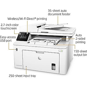 HP Laserjet Pro MFP M22 7fdw Monochrome Wireless All-in-One Laser Printer, Copy & Scan & Fax, 2.7" Color Touchscreen Display, 1200x1200 dpi, 30 ppm, Duplex & Mobile Printing, PCS USB Printer Cable
