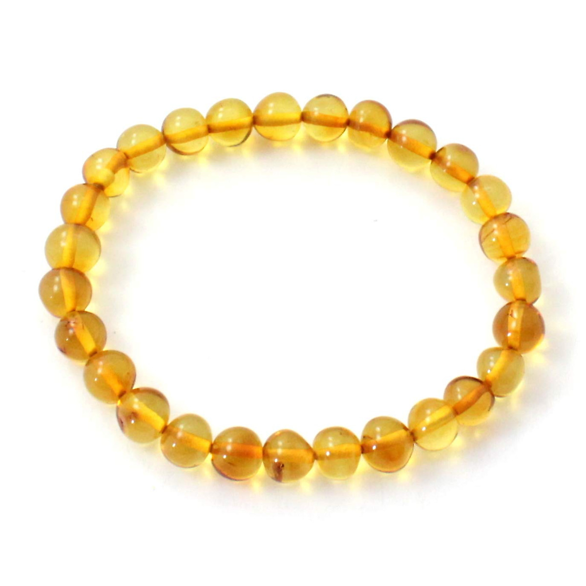 TipTopEco Baltic Amber Adult Stretch Bracelet - 7.9 Inches Long - Polished Honey Beads