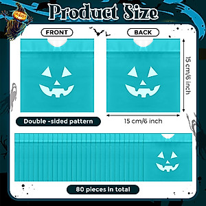 80 Pcs Halloween Drawstring Candy Bags Halloween Goody Bags Grimace Pumpkin Halloween Bags Small Party Treat Bags Trick or Treat Bags Plastic Goodie Bags for Halloween Party Favor (Teal)